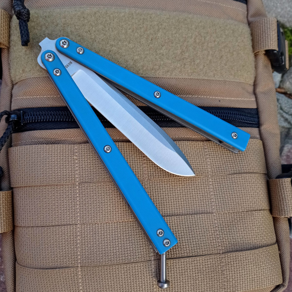 Balisong Atroposknife “Kirat” 2, blue, satin… a knife with a slight ...
